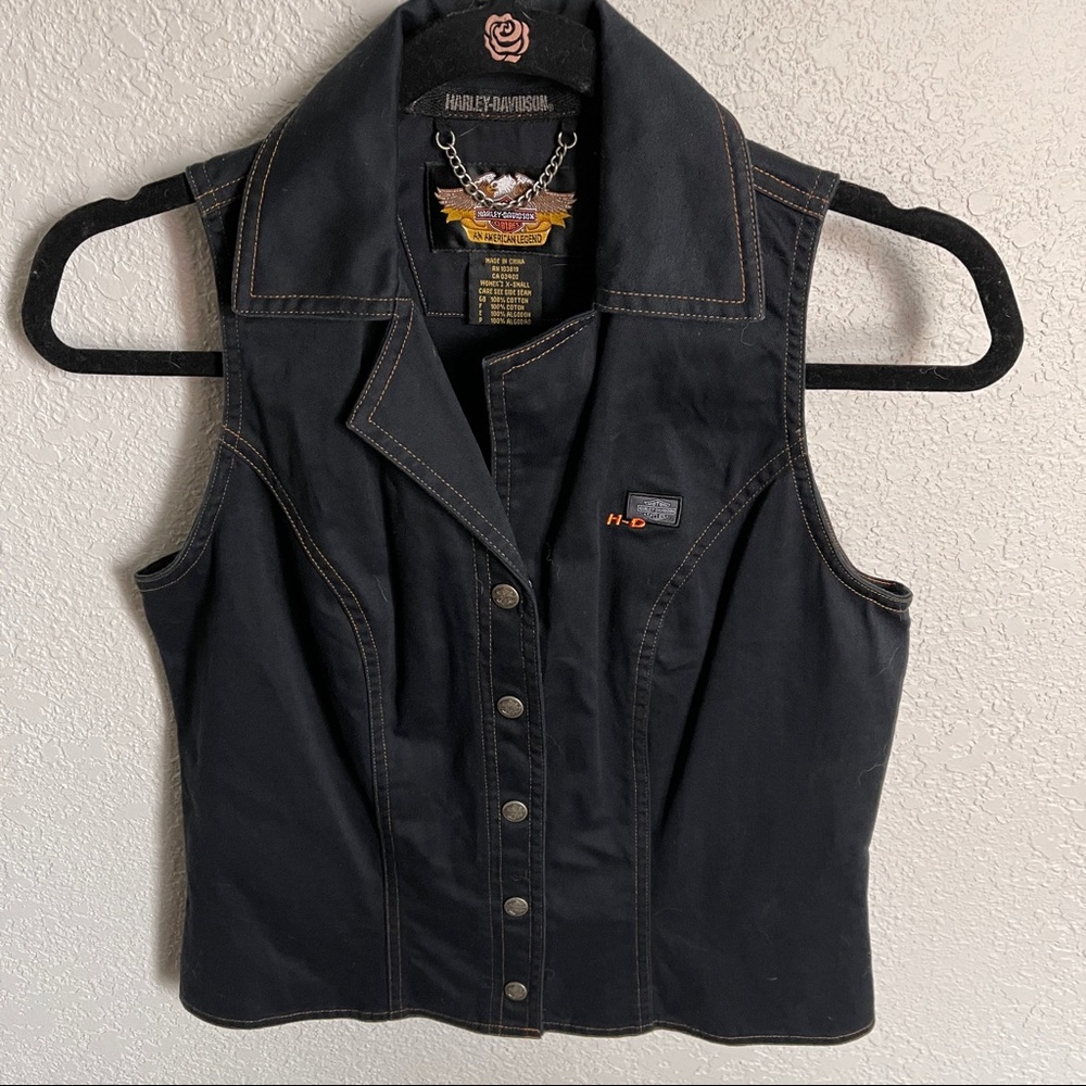 Harley Davidson Snap Button Logo Vest - Gem